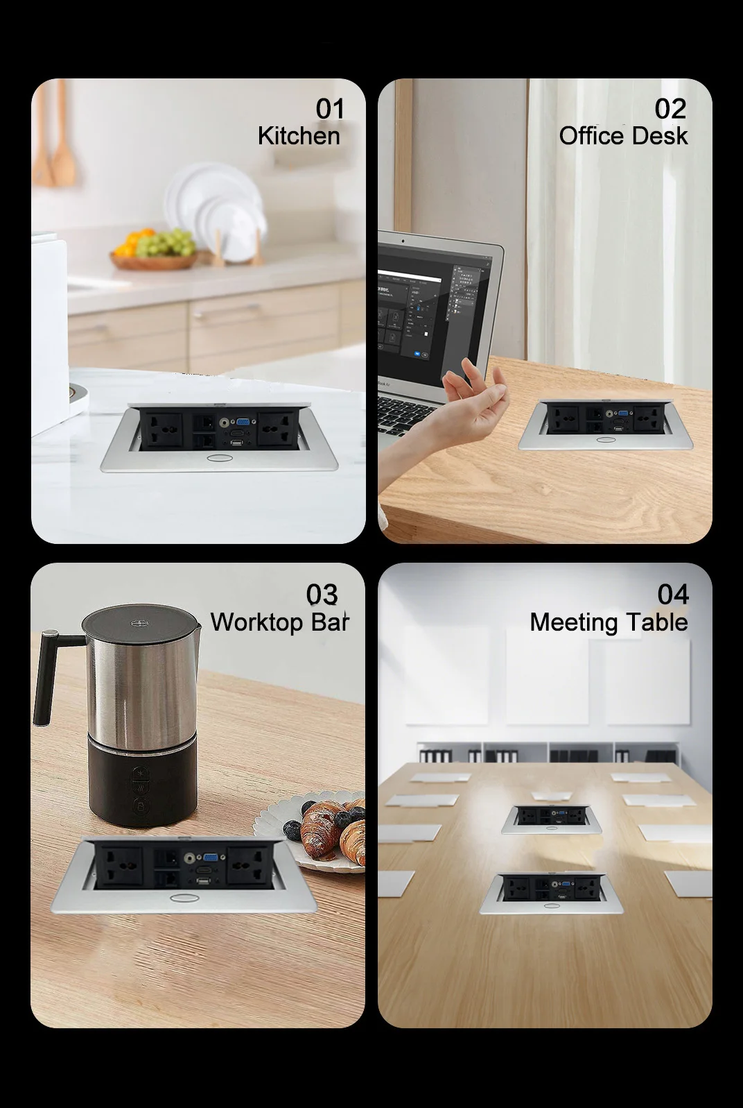 BNT Customized Office Table Pop up Power Socket Embedded Design With UK ...