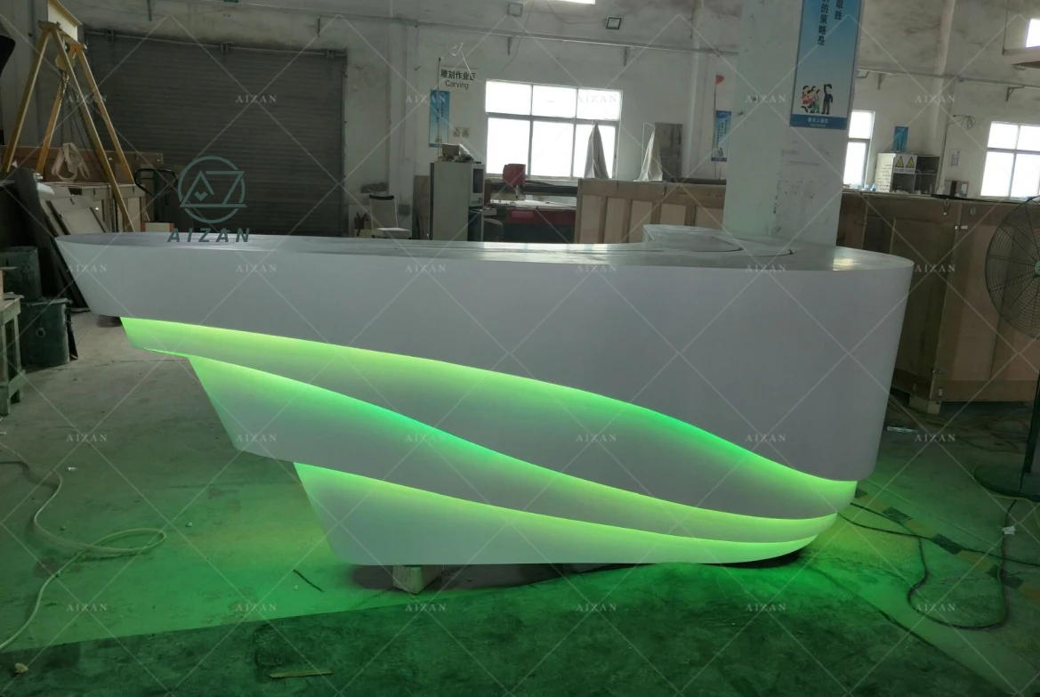 Solid Surface Reception Counter Top Stunning White Office Dental Clinic ...