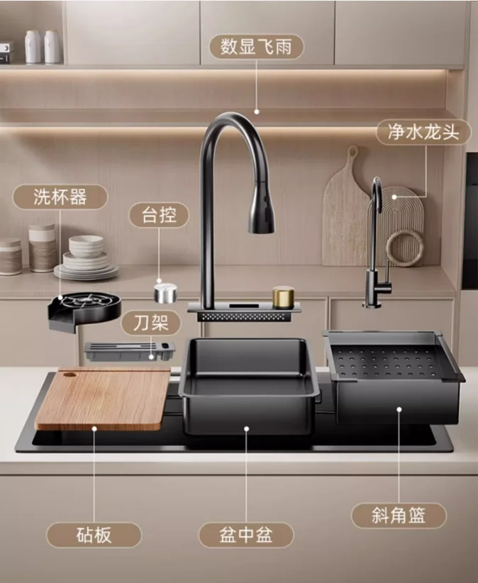 Modern Design Intelligent Kitchen Sink Advanced Gray Stainless Steel ...