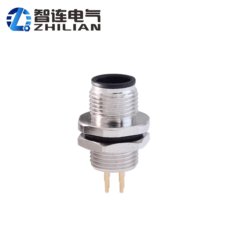 M12 Mount Pcb Panel Sensor Connector Male Rear 4 Pin A Code Angle ...