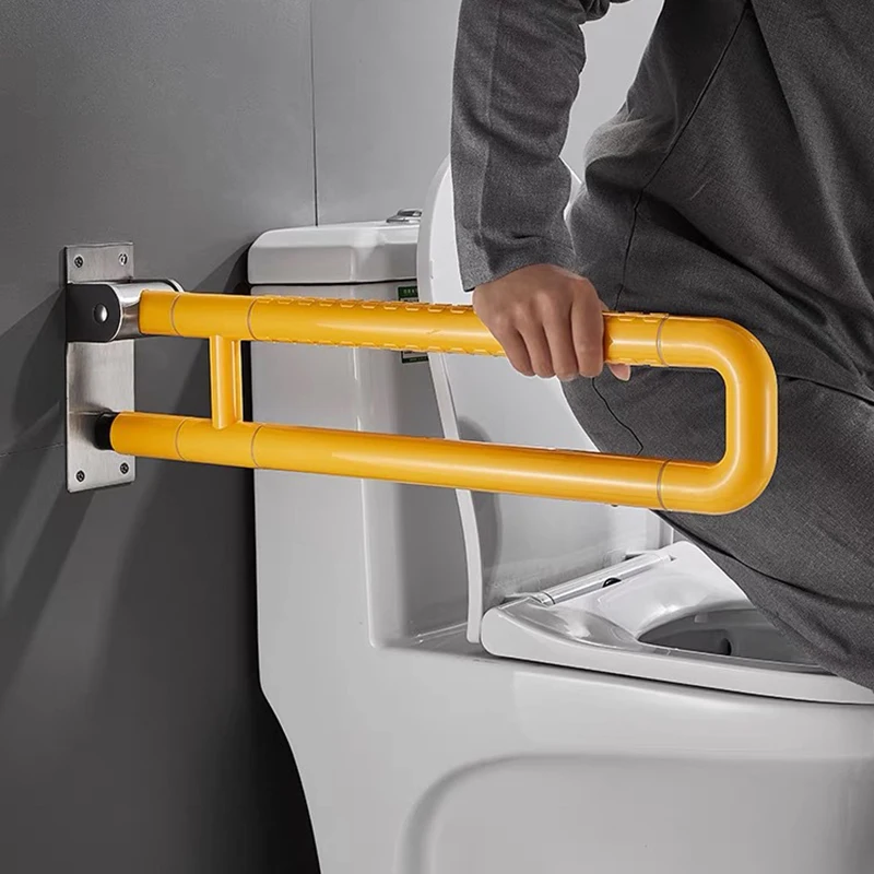Handicap Toilet Fold Down Grab Bar Support Flip Up Hand Grips For ...