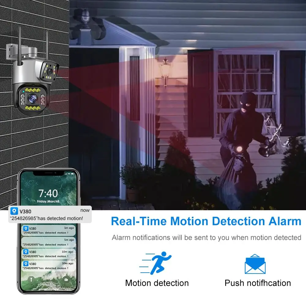 V380 Wifi 4g 4mp Dual Lens Camera Wireless Dual Lens Bullet+ptz Camera ...