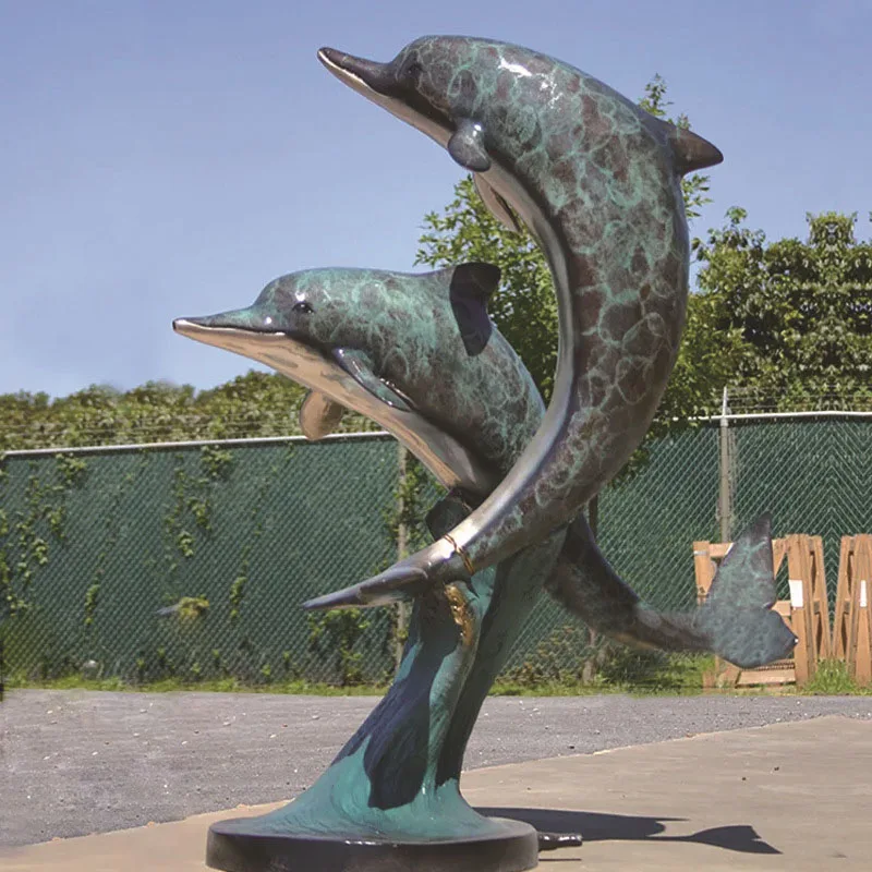 Life Size Outdoor Garden Decor Antique Metal Sculptures Bronze Dolphin ...