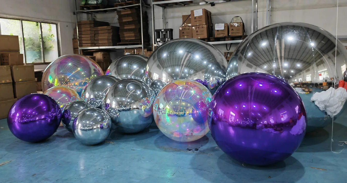 Iridescent PVC Advertising Reflective Balloon Floating Hanging Sphere ...