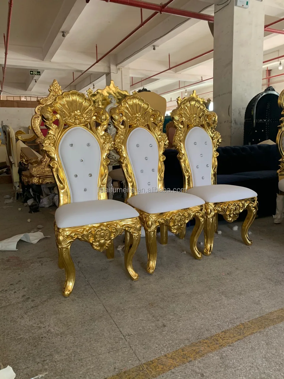 Luxury Royal King Wedding Adult Throne Sofa Wooden White and Gold PU ...