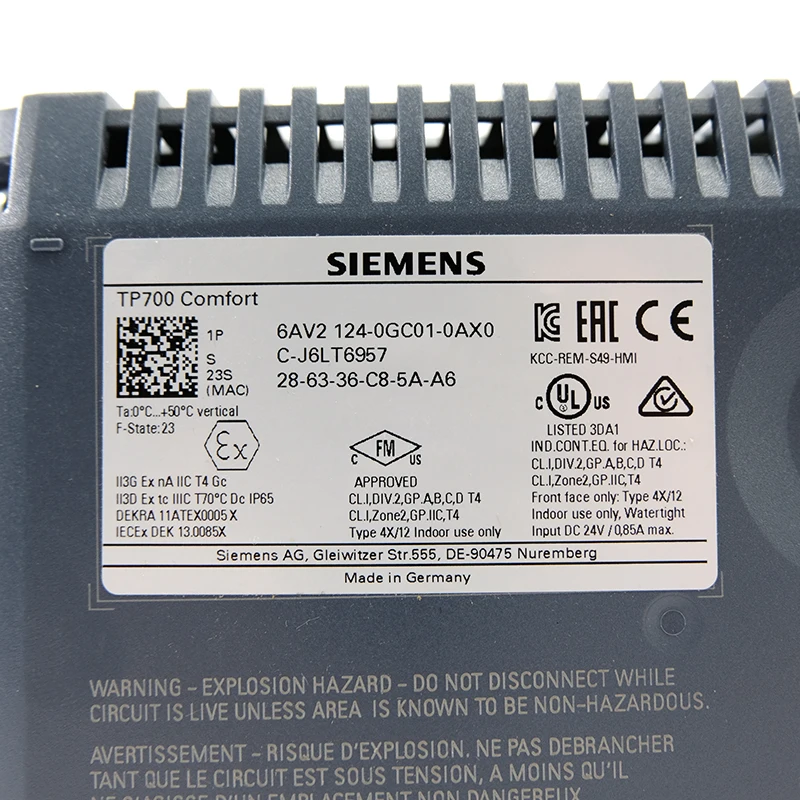TP700 Touch Screen PLC HMI - Siemens Simatic 6AV2124-0GC01-0AX0