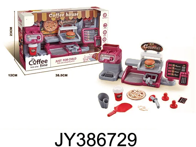 Kids Play Fun Pizza Burger Restaurant Store Coffee Maker Shop Toy Set ...
