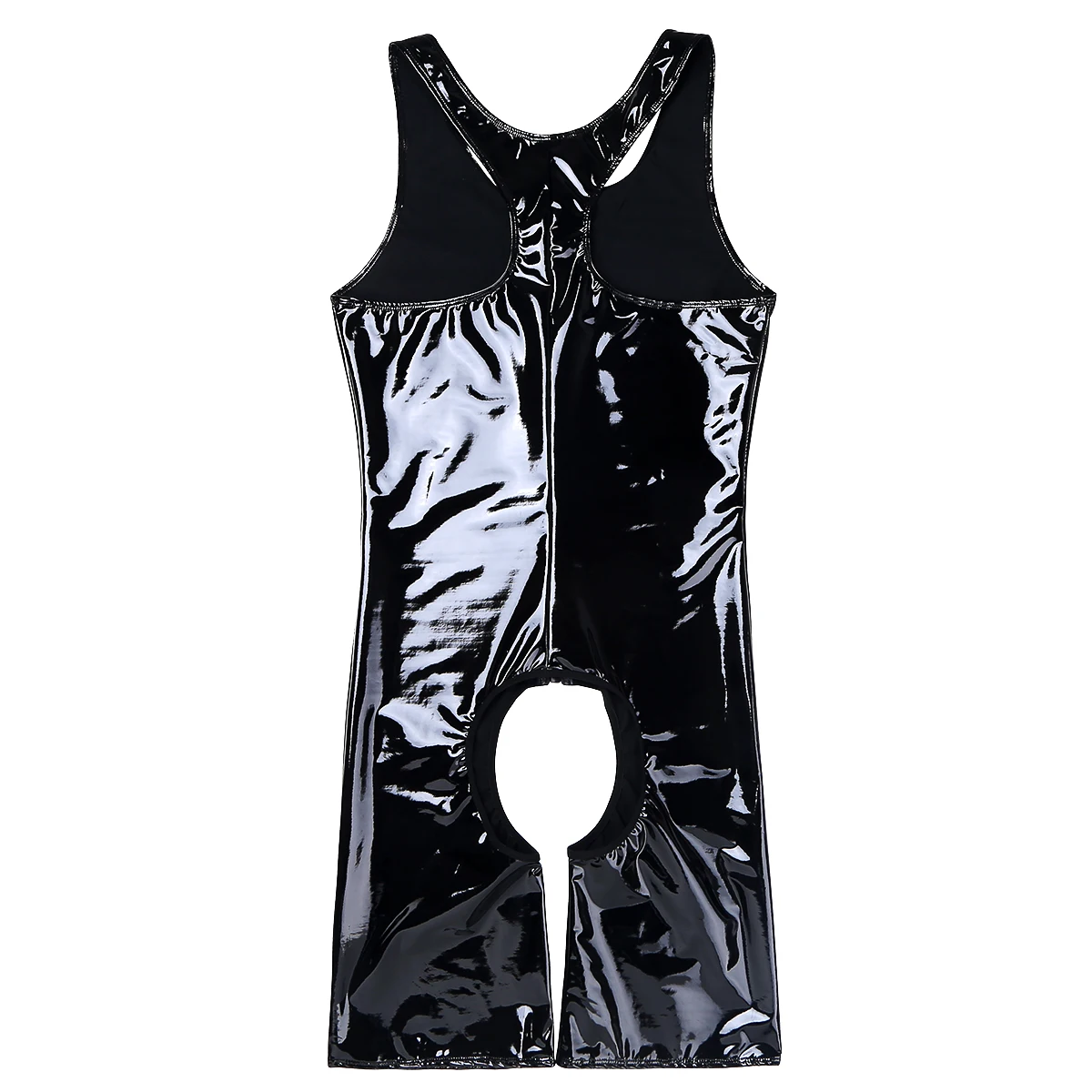 Sexy Mens Singlet Wetlook Patent Leather Sleeveless Front Zipper ...