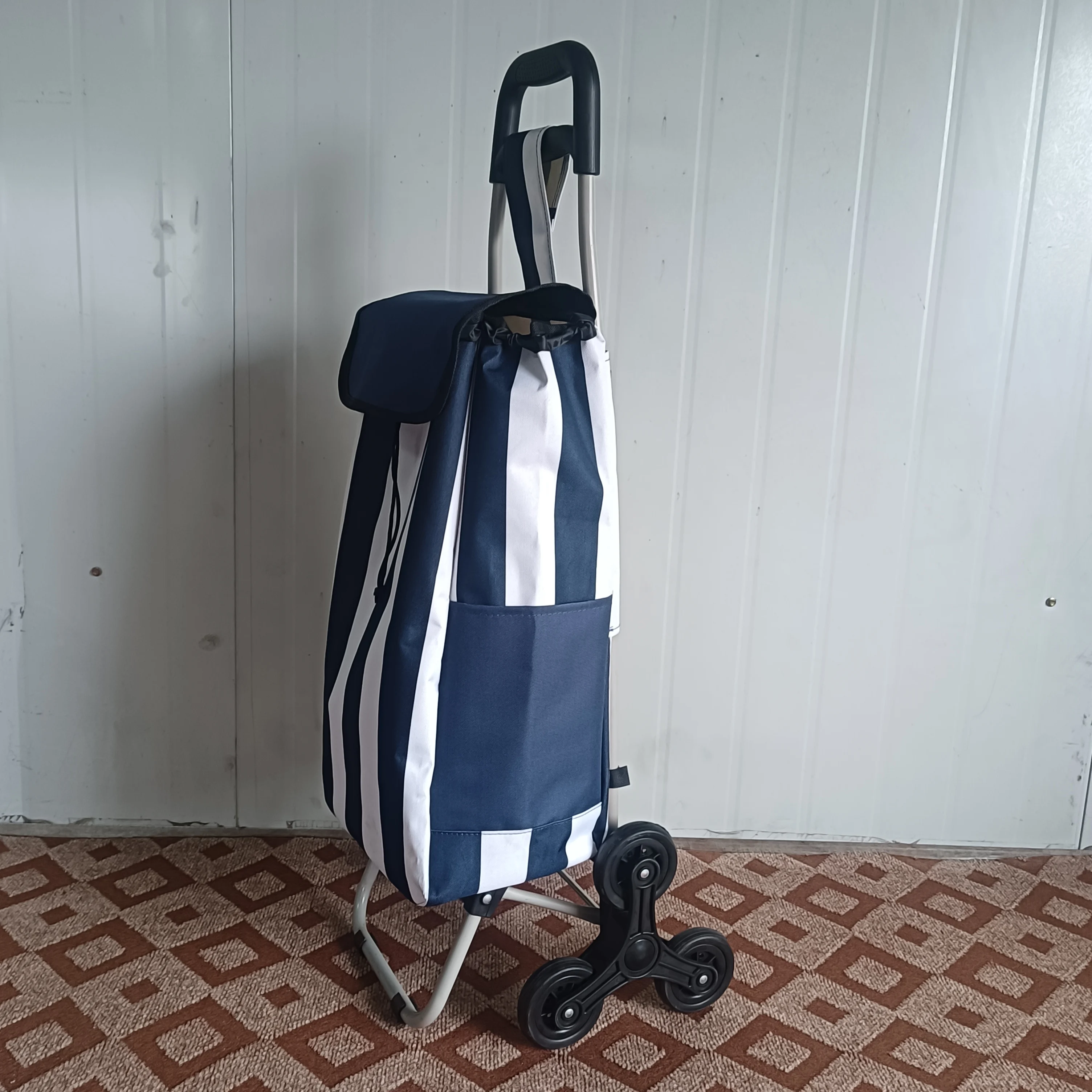 Portable Collapsible Rolling 4 Wheel Mini Foldable Supermarket Shopping ...