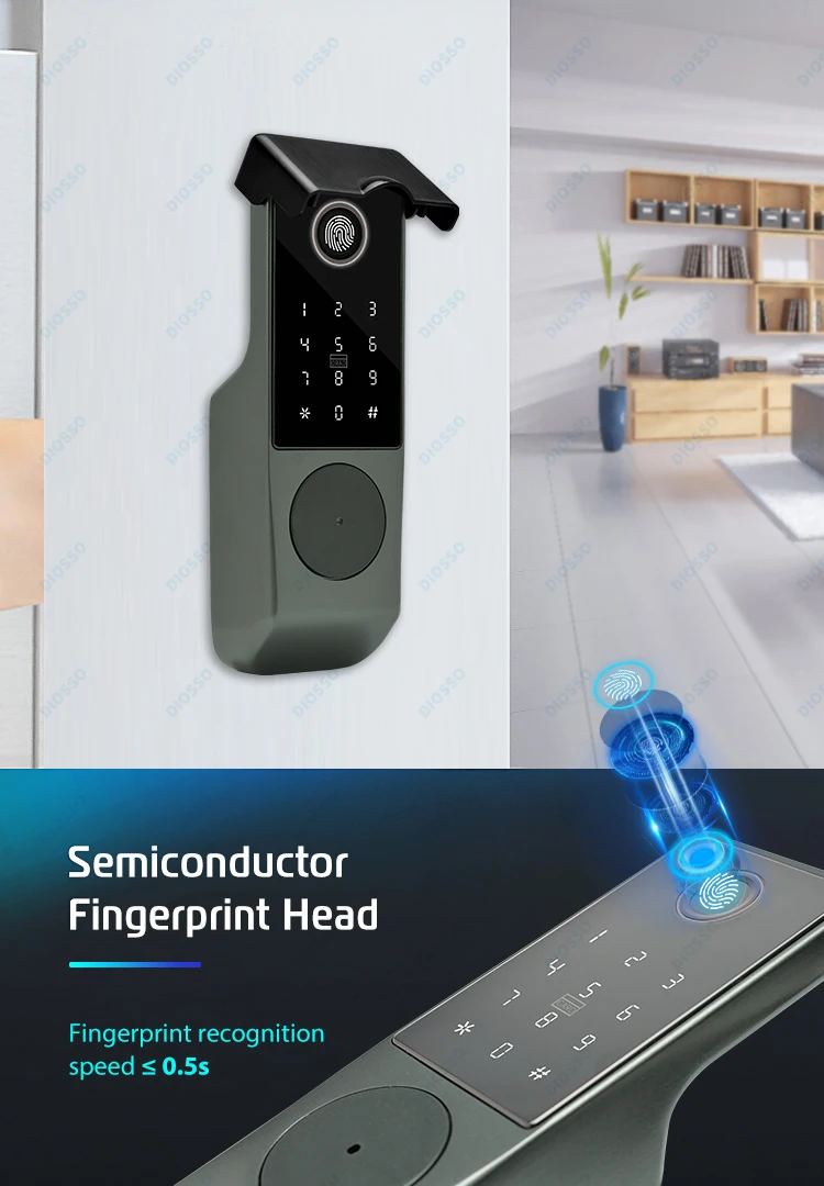 Waterproof Outdoor Biometric Fingerprint Iron Gate Digital Door Wooden ...