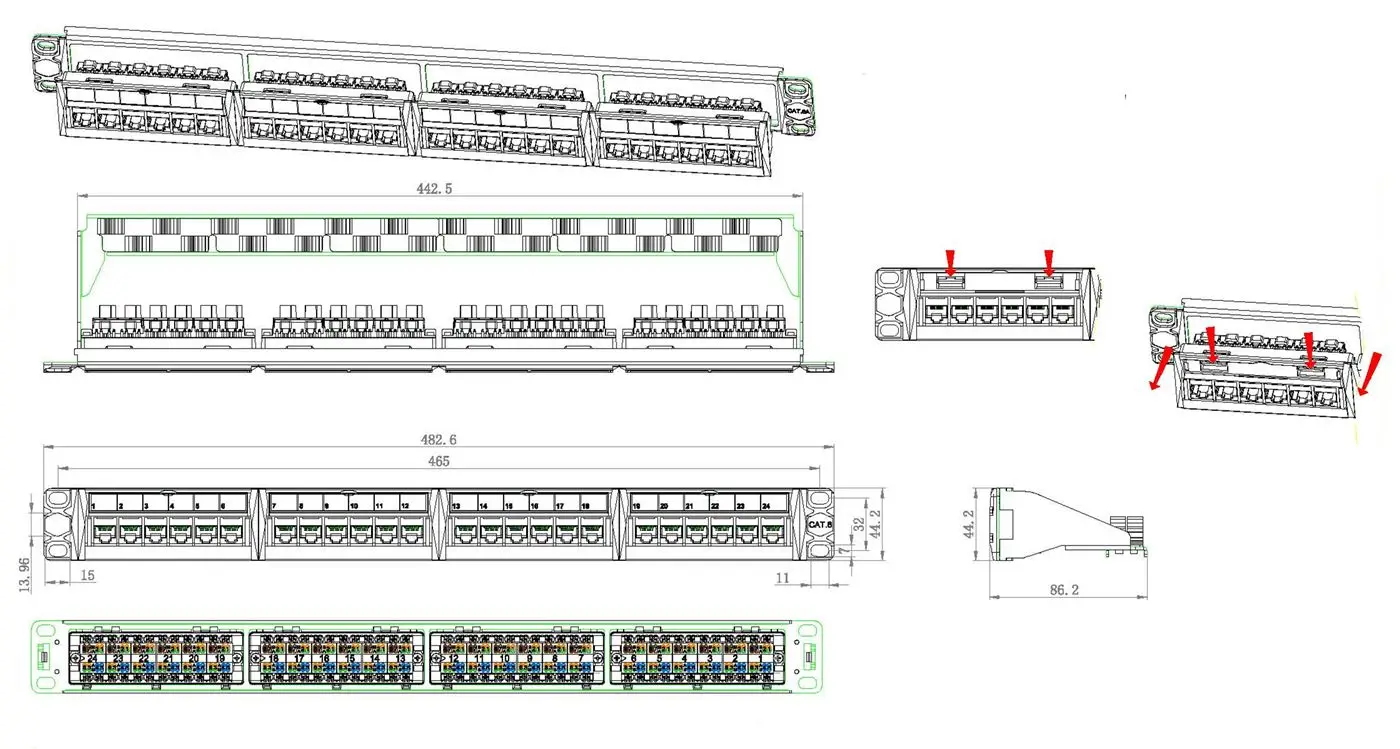 Cat. 5e Unshielded Rj45 24 Port Modules Removable Patch Panel - Buy Utp ...