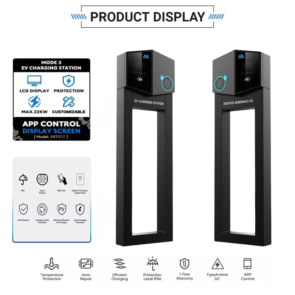 22kw OCPP EV Charging Station Pillar AC Charging Station Smart Home EV ...