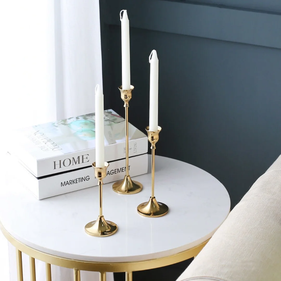 Golden Luxury Antique Classic Candle Holders Custom Metal Glass ...
