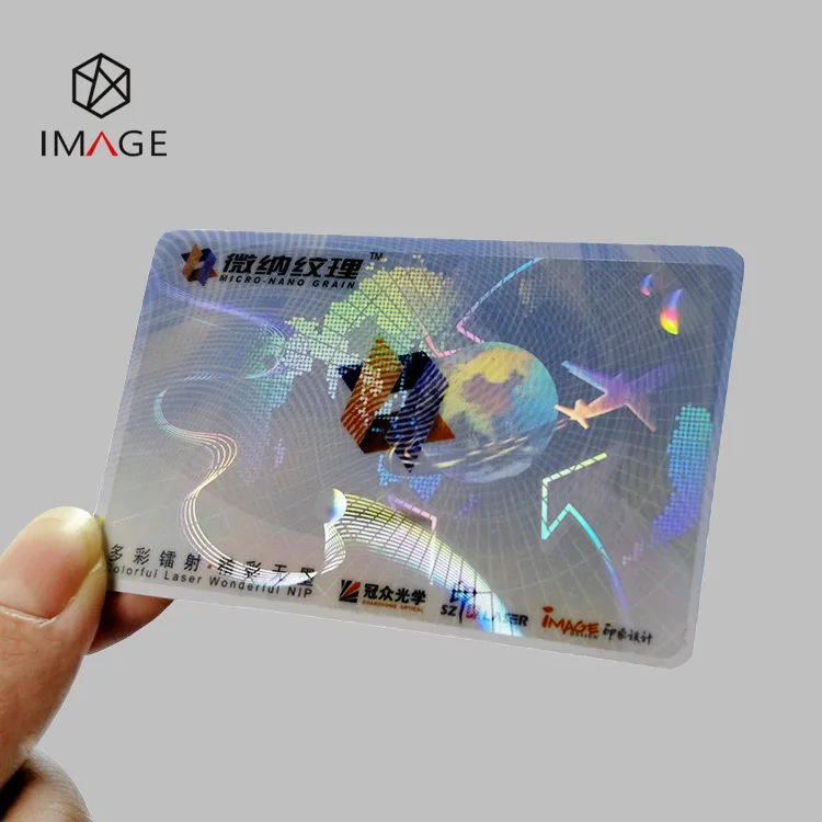 Shiny Transparent ID Card Hologram Overlay - Earth & Airplane Design