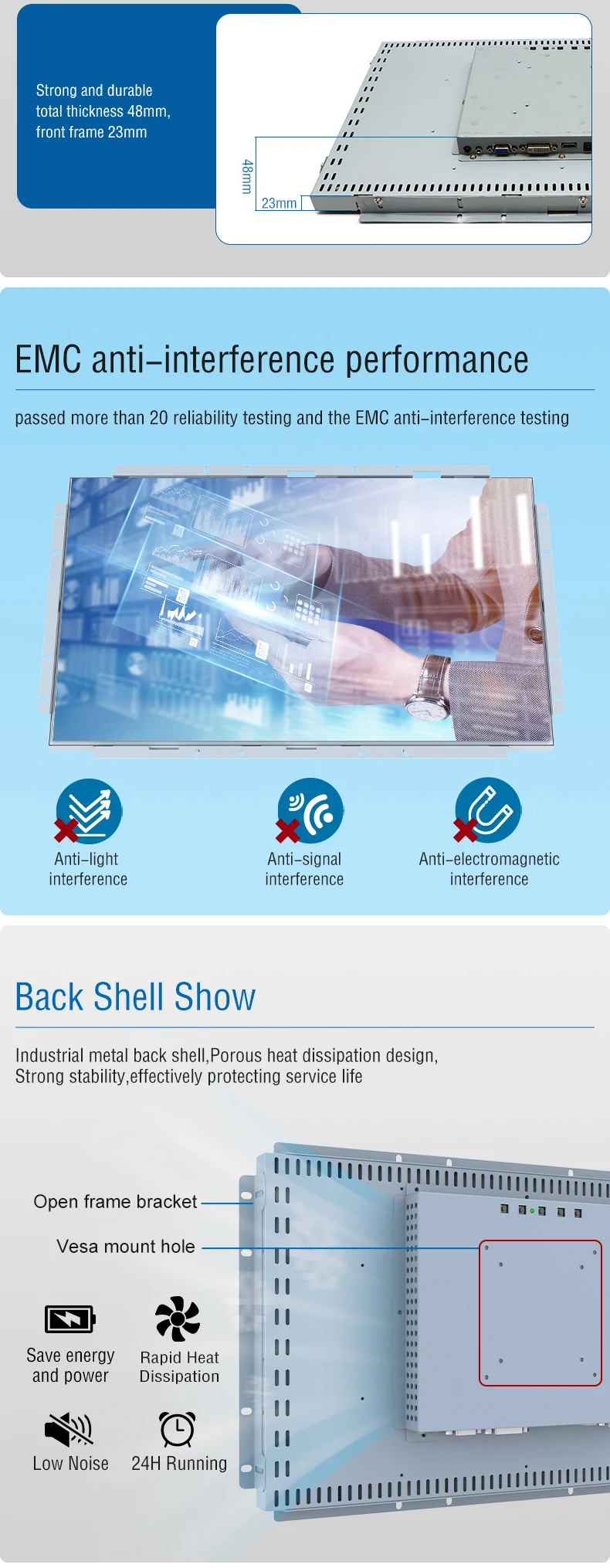 22" Open Frame Monitor With Resistive,Resistive Touch Screen Monitor ...