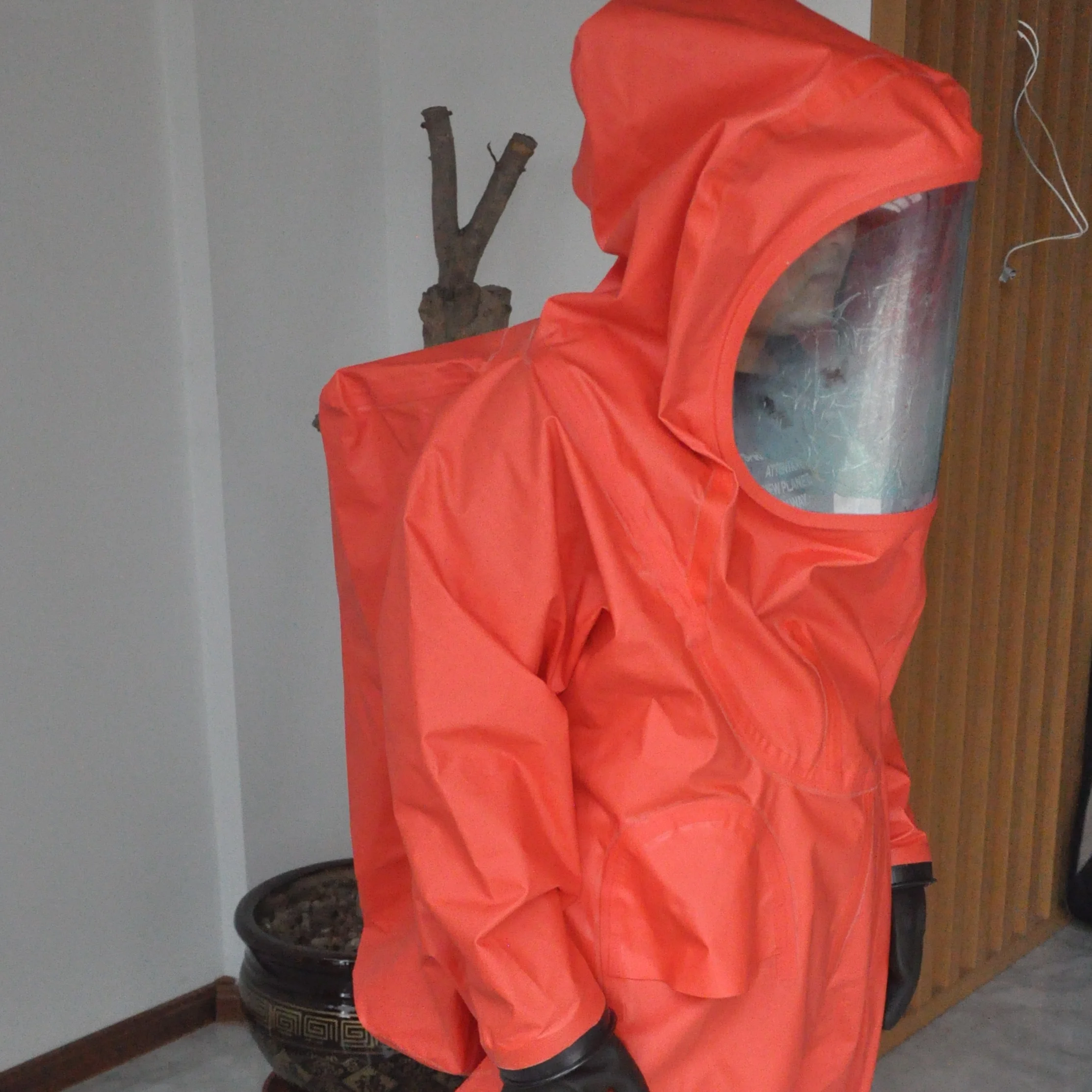 Fireman Fire Firefighting Pvc Hazmat Gas Tight Chemical Protection Suit ...