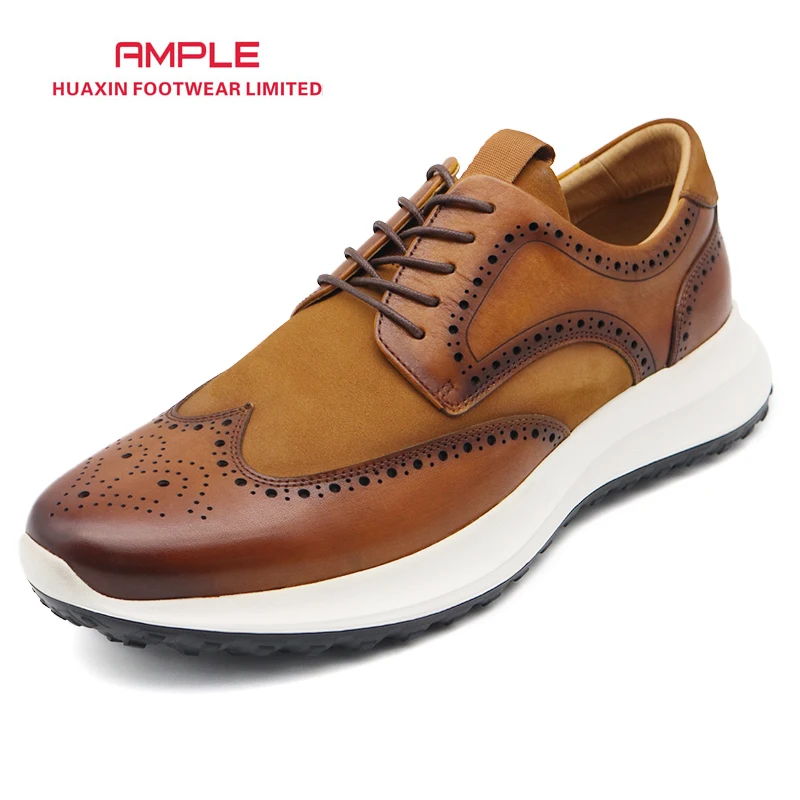 AMPLE Men's design breathable casual sneakers custom fashion genuine leather sport Running shoes ...