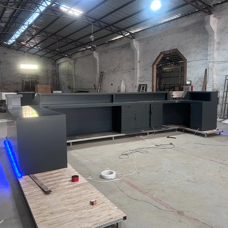 U Shape Counter Aquarium Reception Desk With Display Led Light Hotel ...