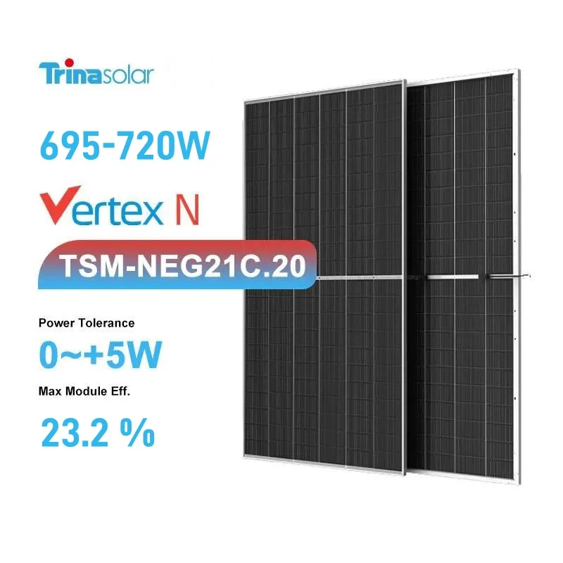 Trina Vertex N-type bifacial solar panel TSM-NEG21C.20 680W 685W 690W 695W 700watt solar panel ...