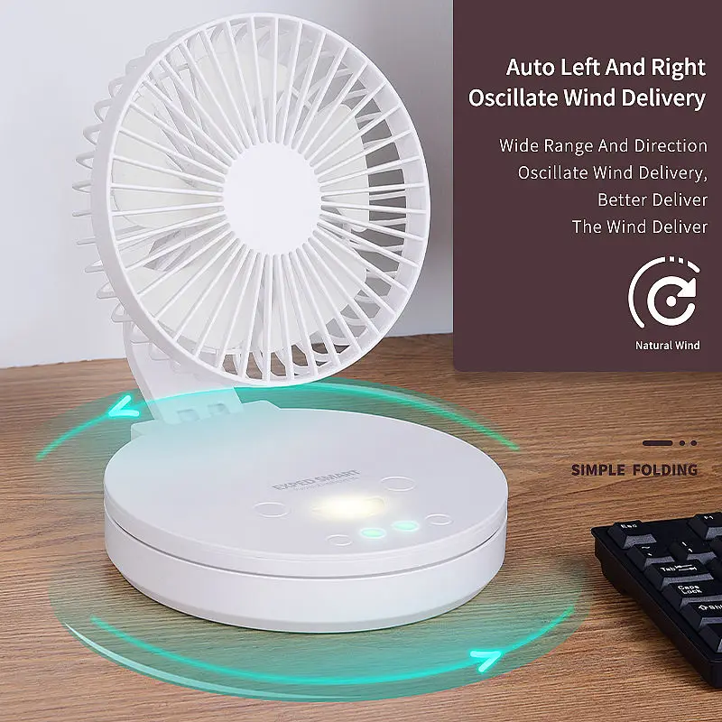 Mini Usb Stand LED Light Fan Rechargeable Hand Table Electric Air ...