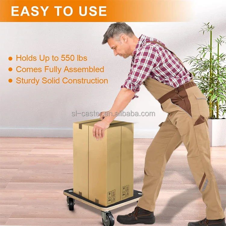 250kgs Square Wood Moving Dolly 551lbs Wide Use Certificated Heavy Duty ...