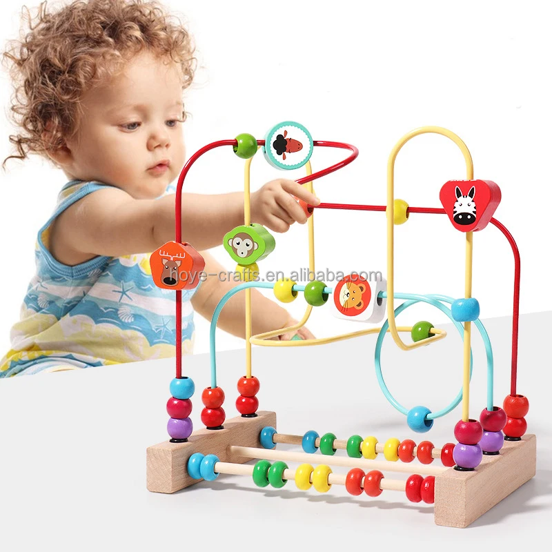 Wholesale Wooden Bead Maze Toy Counting Frames Toy Rainbow Stacker ...