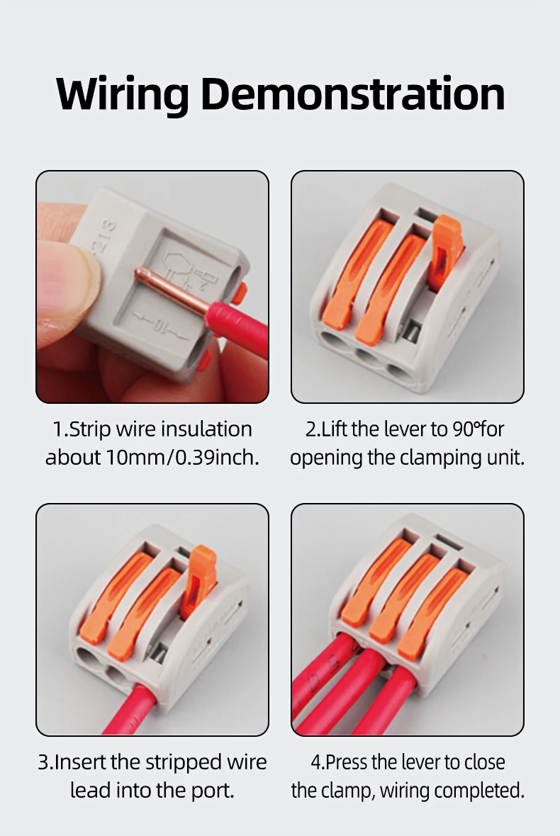 Universal Lever Compact Cable Wiring Connector Circuit Inline Quick ...