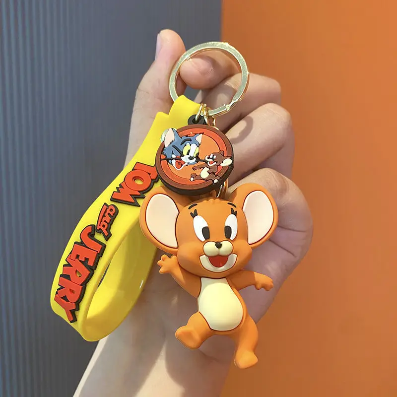Cartoon Animated 3d Pvc Keychain Rubber Cat And Mouse Key Ring Cute ...
