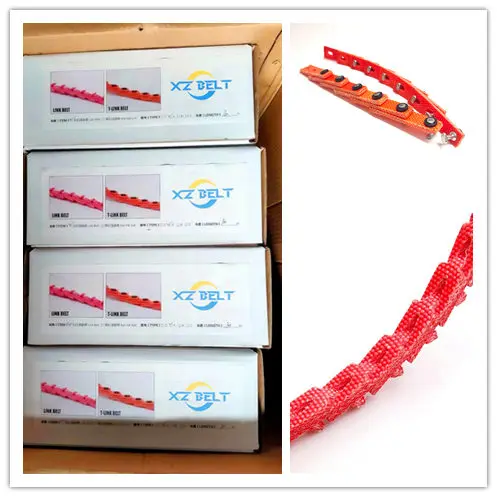 Z10/3L Twist V Orange Color Nut Pu Link Belt with Rivets