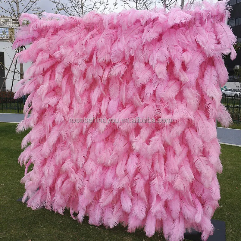 New White Feather Wall Backdrop Wedding Wall Artificial Flowers Panel ...