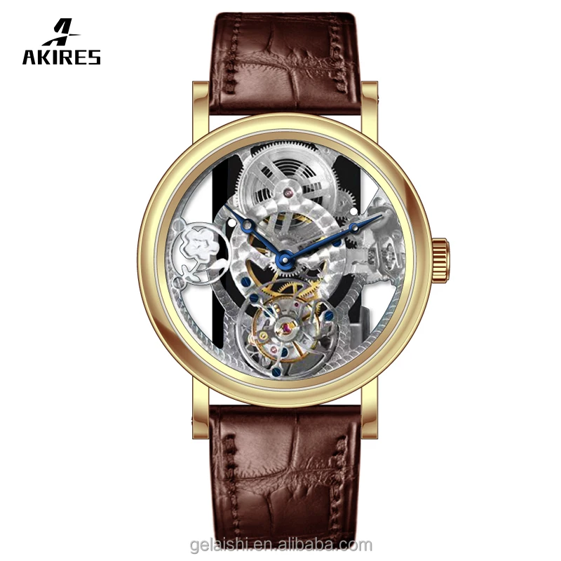 New Automatic Skeleton Dial Flying Tourbillon Sapphire Crystal Case ...