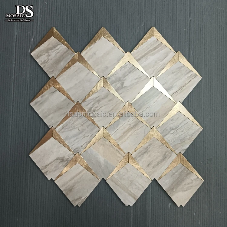 Stone Pattern Diamond Shape Backsplash Wall Tile Mosaic