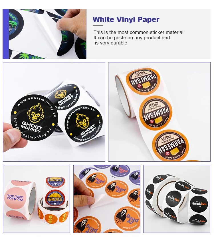 Custom Printing logo Round Stickers Roll Product Label Vinyl Paper ...