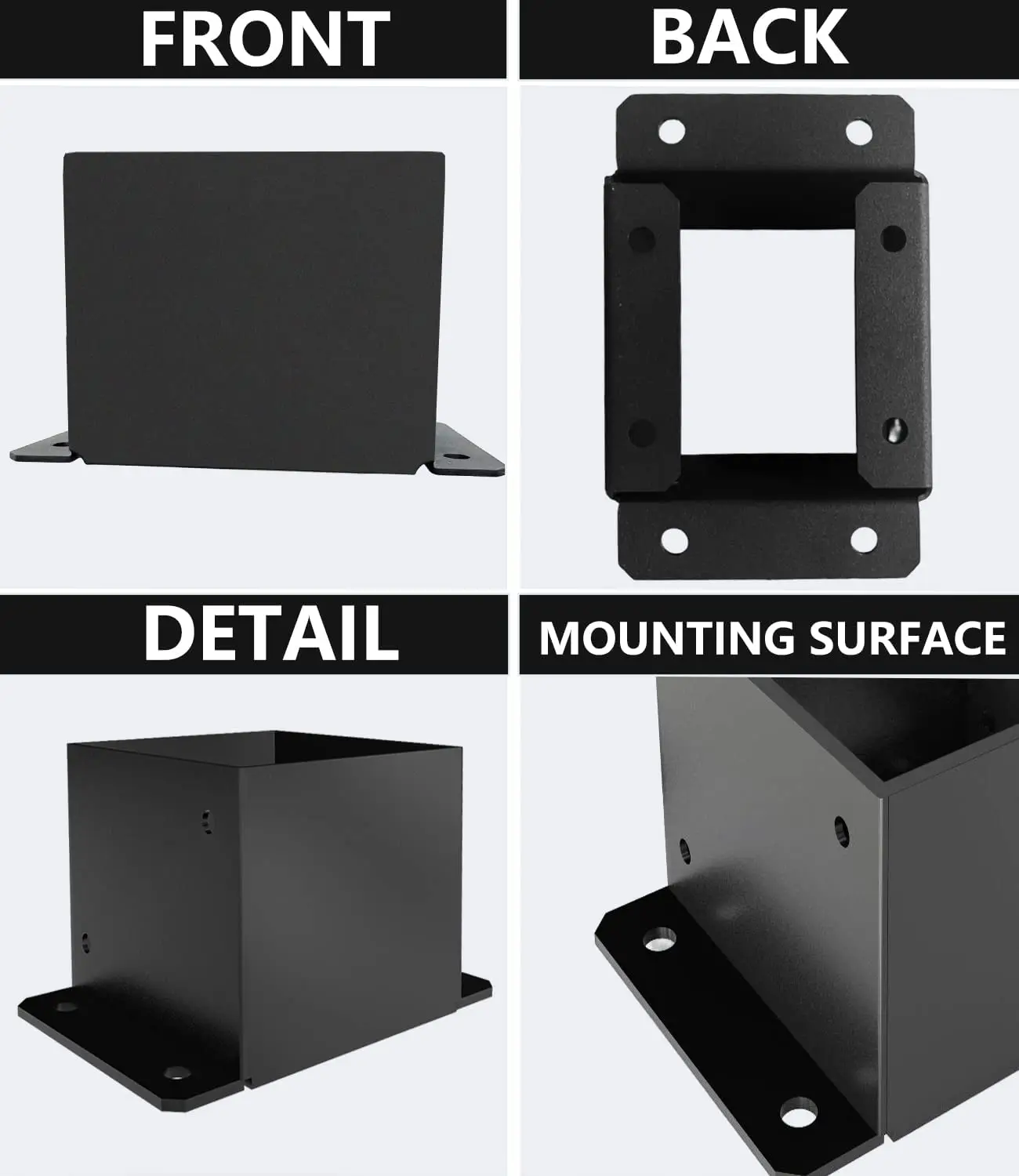6X6 Post Base Deck Heavy Duty Metal Black Powder Coated Post Brackets ...