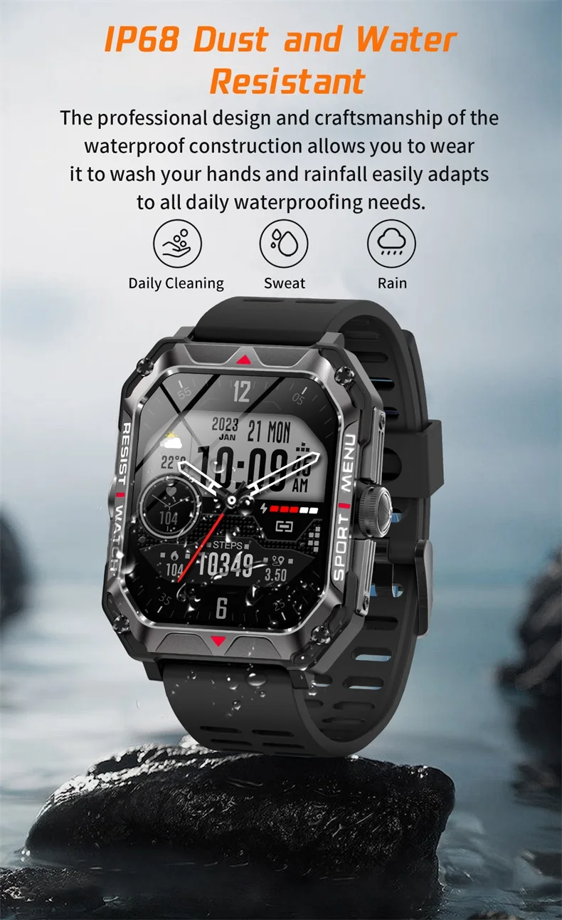 H22 Smartwatch - IP68 Men Outdoor Sports Watch with 400mah Battery