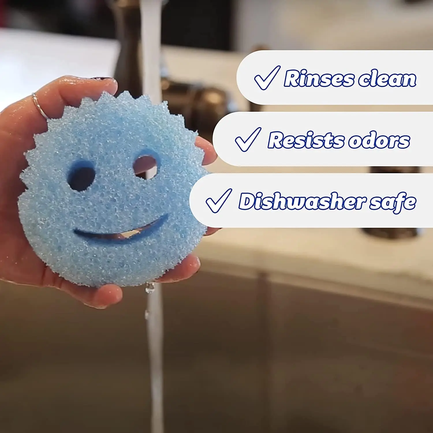Soft In Warm Water Firm In Cold Deep Scrub Smiley Face Sponge Dye Free ...