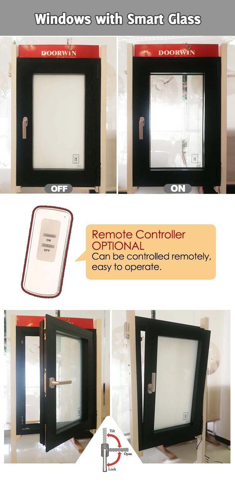Modern High Privacy Casement Windows Remote-Controlled Smart Glass Tilt ...