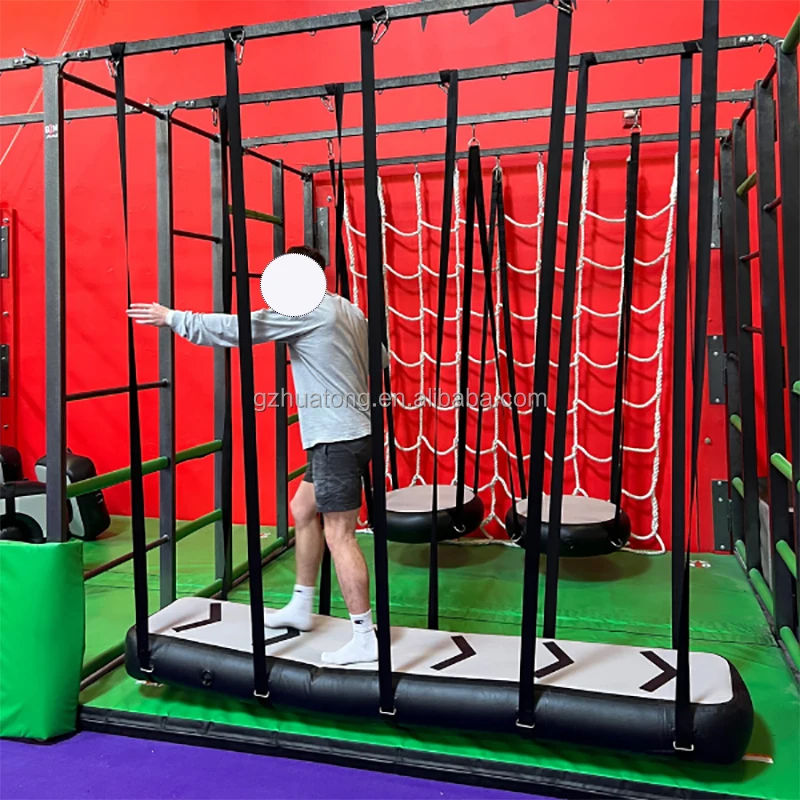 Indoor Inflatable Ninja Course Obstacles Adults Kids Adventure Park ...
