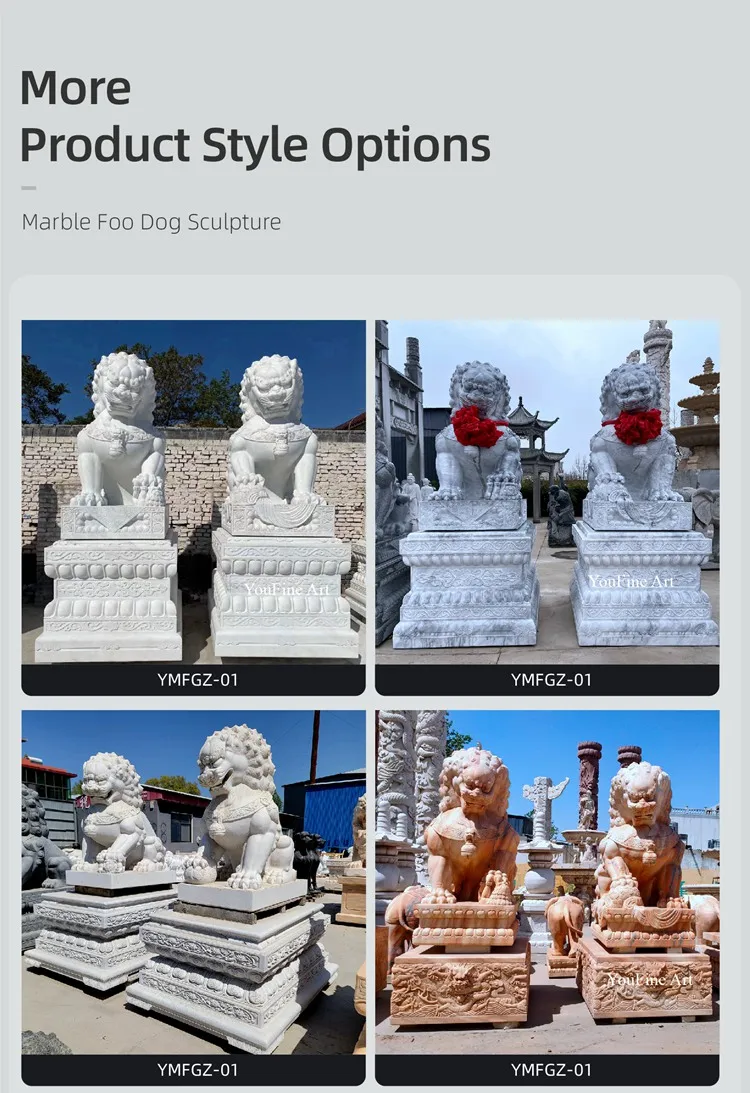 Decorative Marble Outdoor Foo Dog Statues Sale - Durable & Artistic