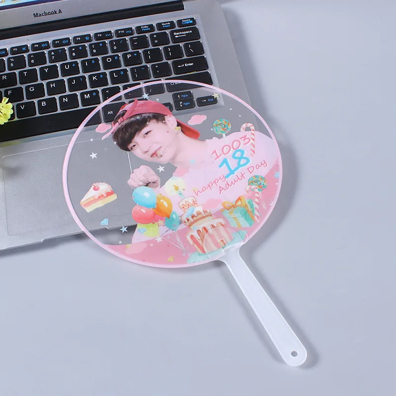 Custom New Plastic Transparent Mini Fans Cute Hand Fan Double Side ...