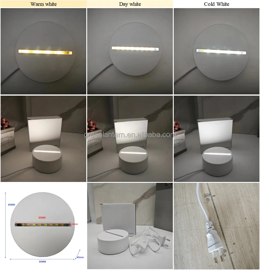 3 Color in 1 3D LED Lamp Base with 220V EU Plug - 12000hrs
