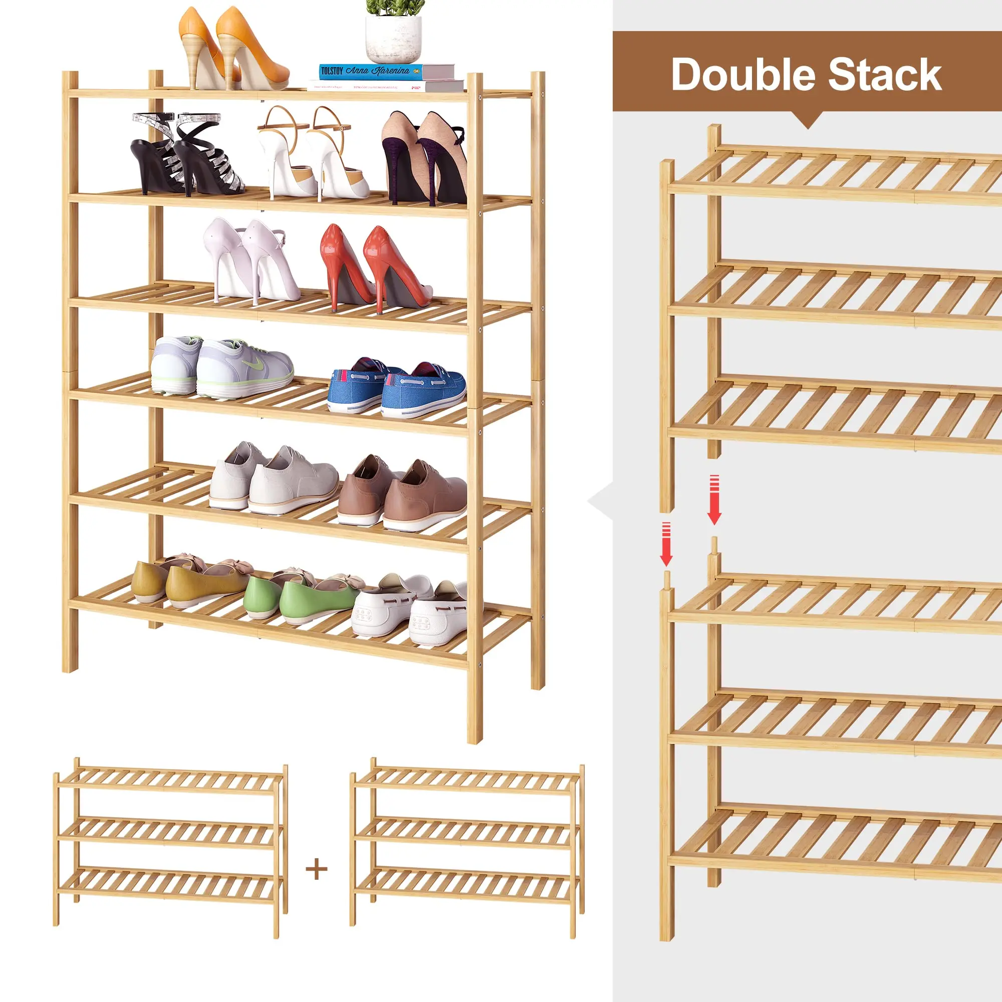 4 Tier Bamboo Shoe Rack - Stylish Storage Solutions