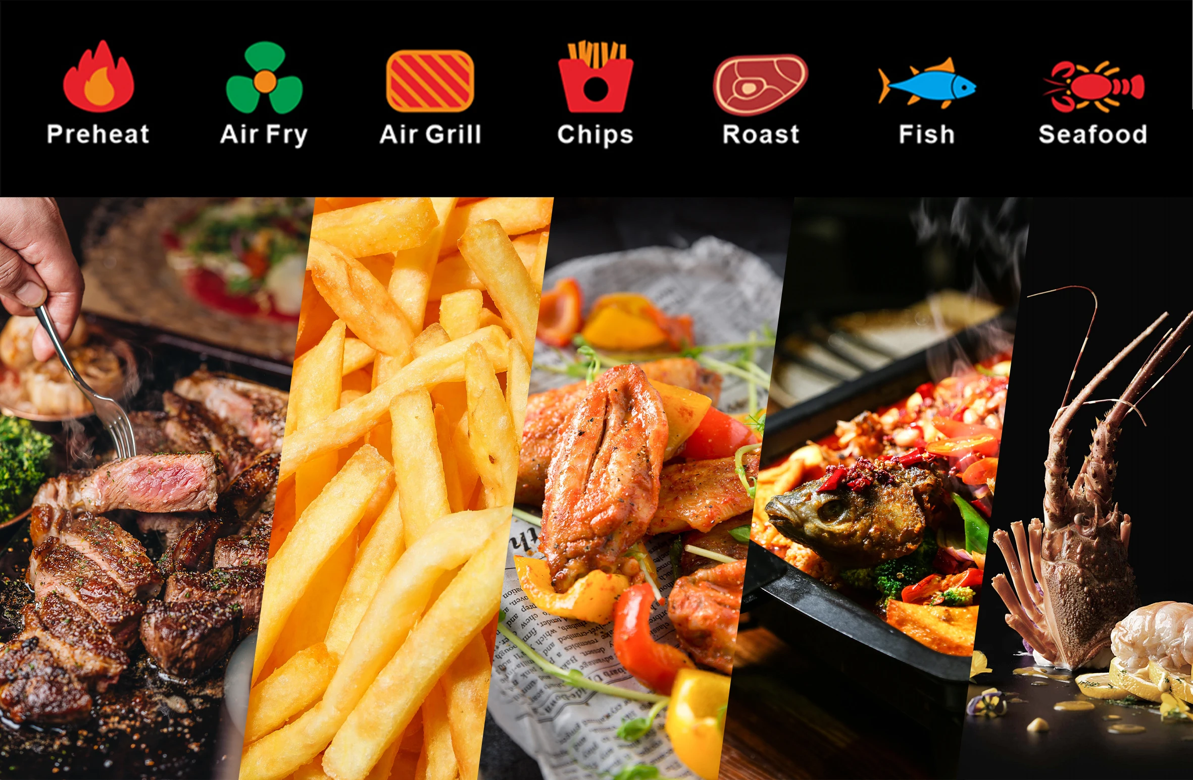 1500w 6 Liters Oven Air Grill Black Silver Smokeless Foodi 7-in-1 ...