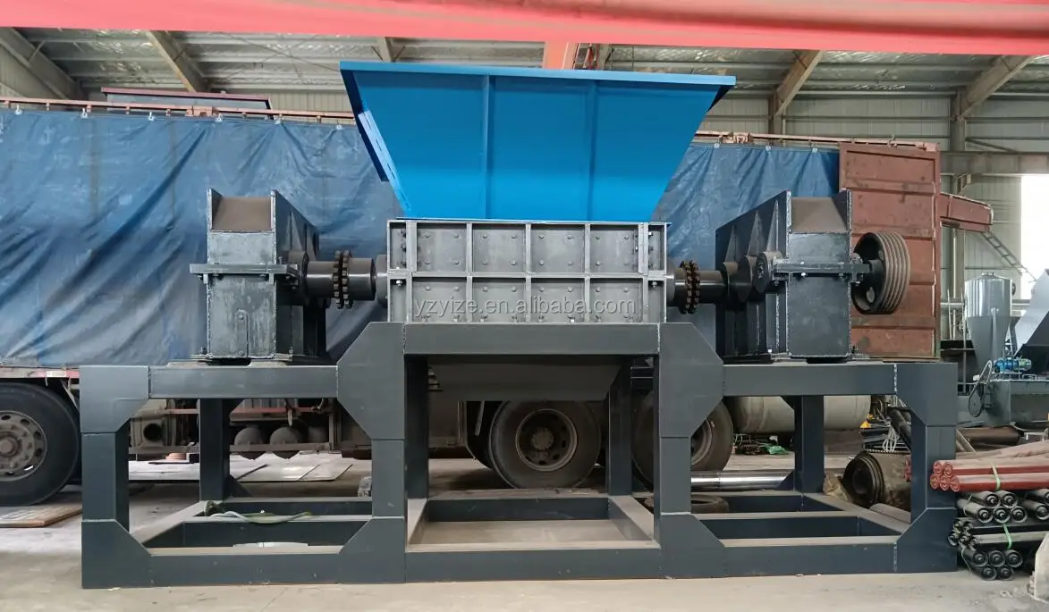 Double Shaft Steel Scrap Wire Cars Tire Metal Shredders