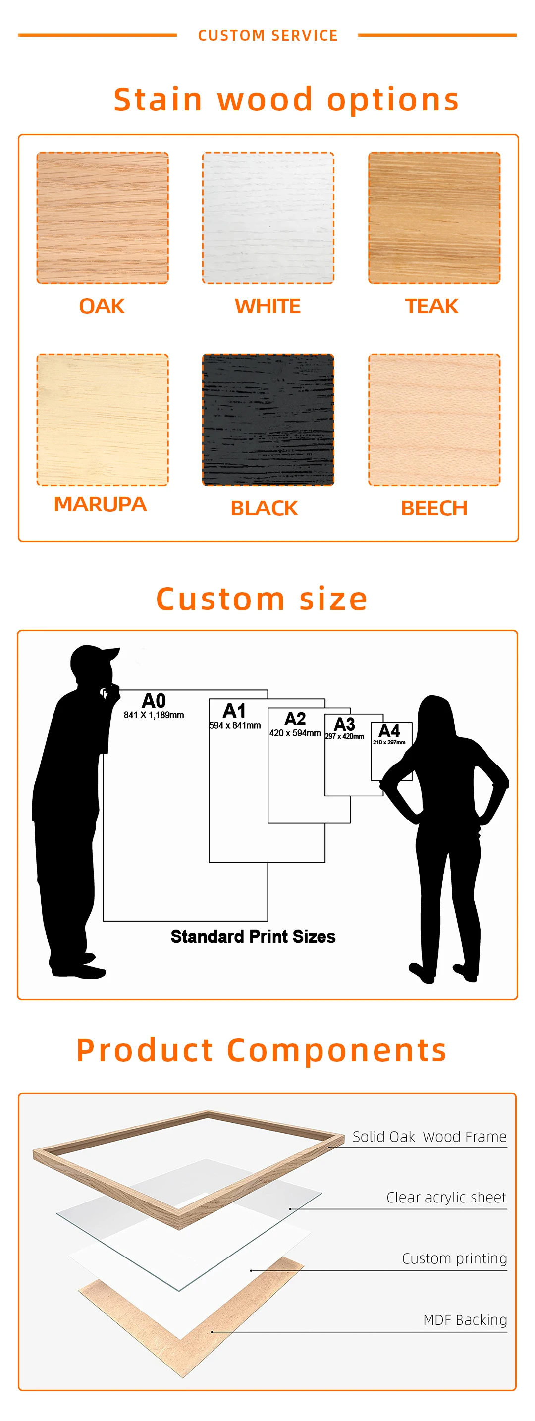 A3 A4 Wooden Picture Frames For Home Decor Black Wood Picture Frames ...