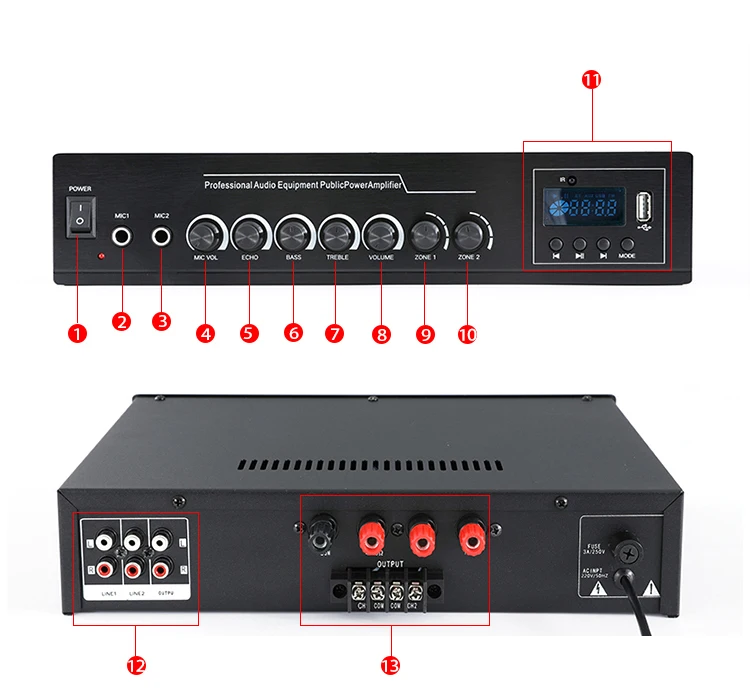 Pa System Mini Mixer Power Amplifier 60w With Usb,Mp3,Bt - Buy Audio Amplifier Amplifier Mp3 ...