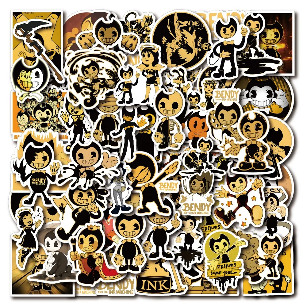 50pcs Cartoon Game Bendy Stickers For Home Decorative Fridge Table Wall ...