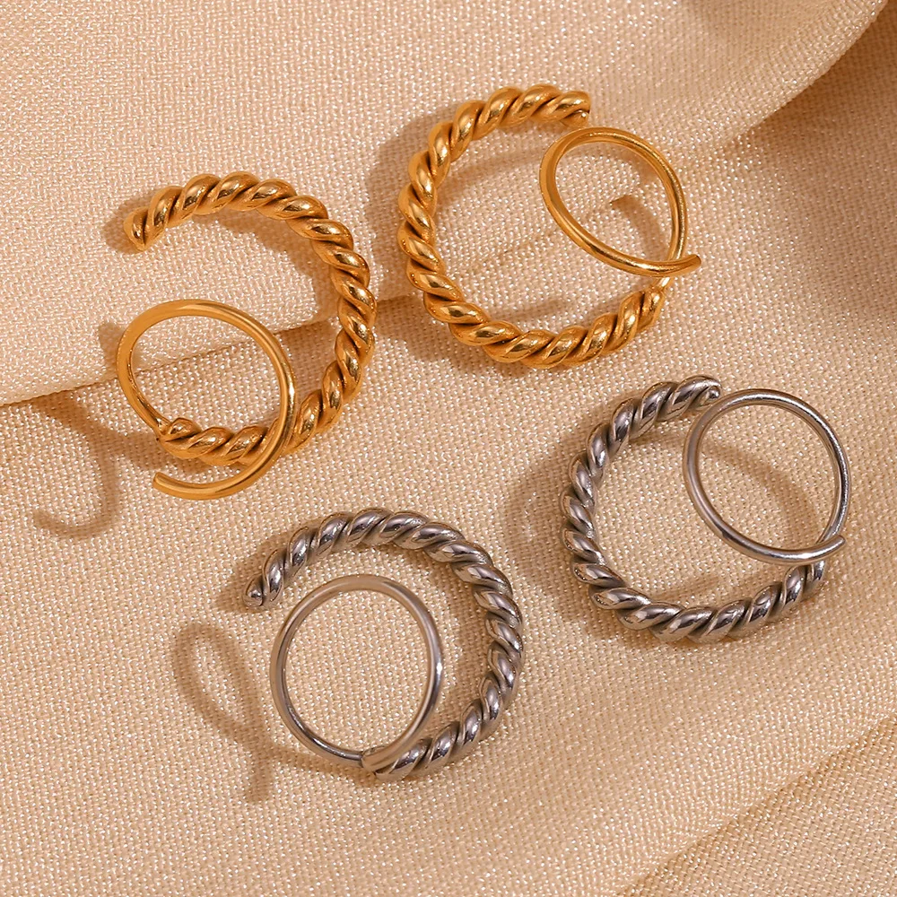 Vintage 18K Gold Plated Twist Spiral Stud Earrings Stainless Steel ...