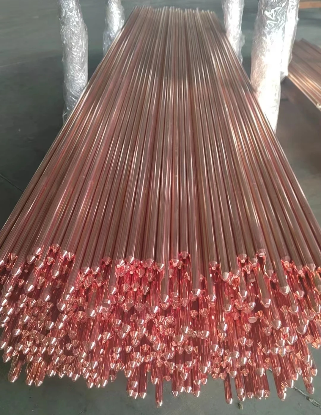 High Quality Threaded Copper Grounding Rod Pointed Copper Clad Steel ...