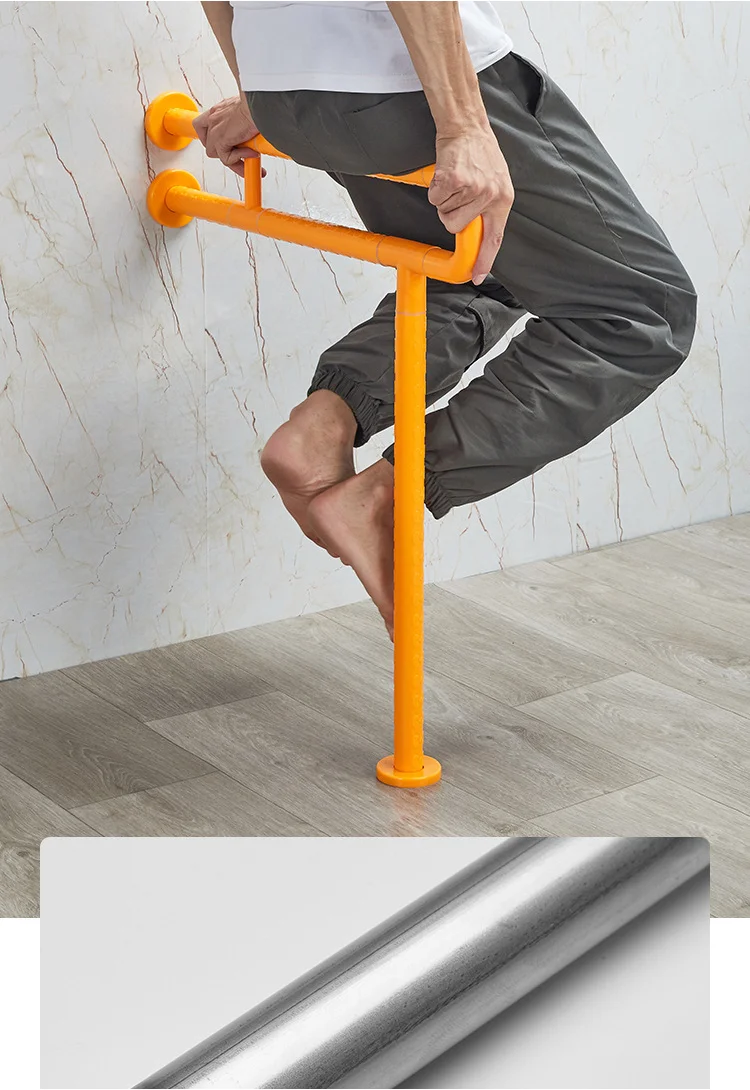 U-Shaped Steel Stainless ABS Handicap Grab Bars Floor-Mounted Disabled ...